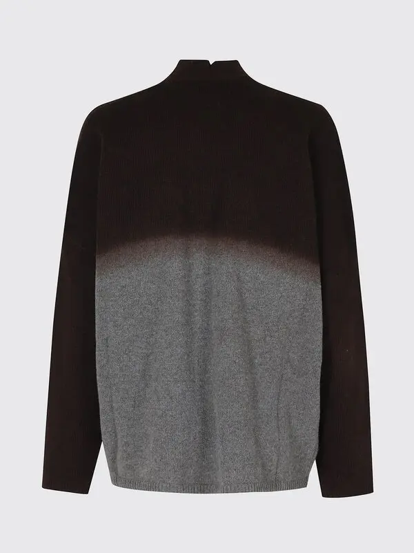 ALYSI Relaxed Fit Wool Blend Cardigan With Abstract Motif And V-neck