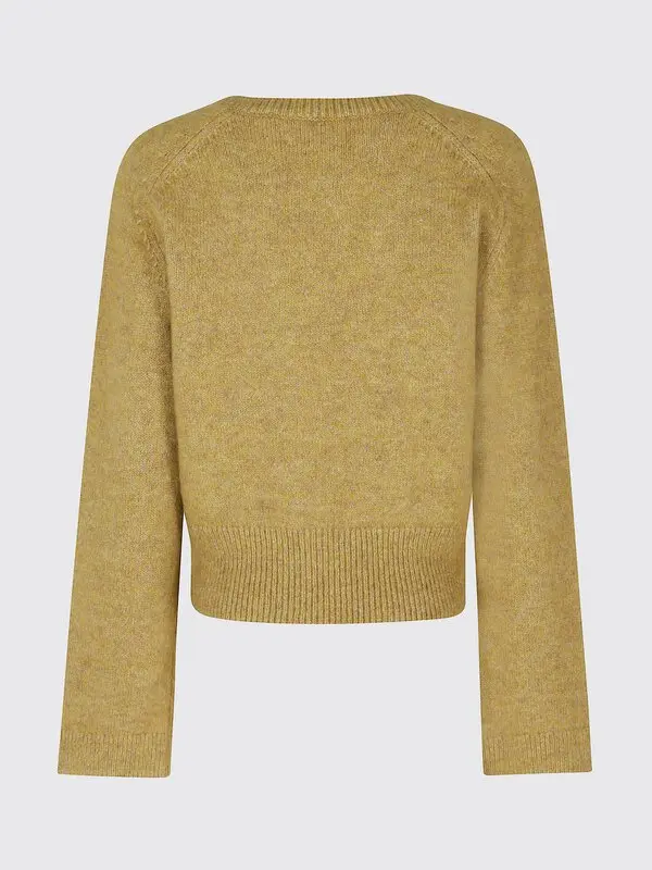 GANNI V-neck Recycled Wool-blend Jumper With Ribbed Trims