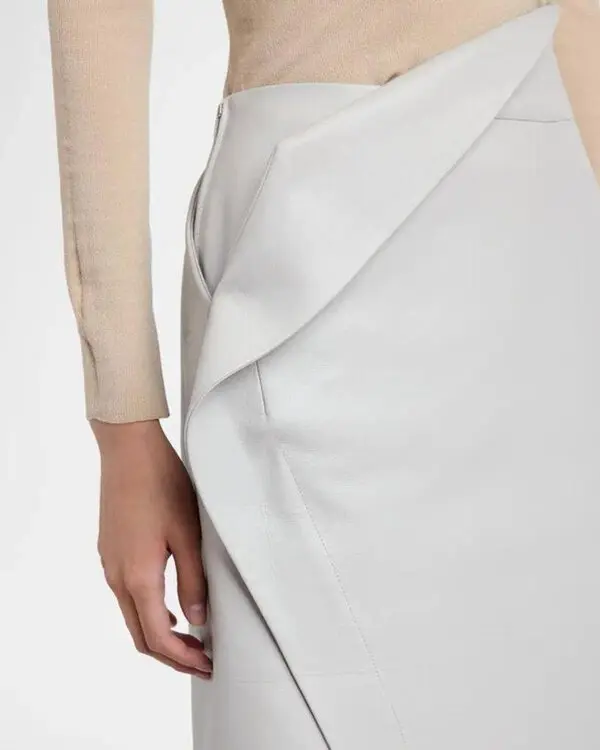 JIL SANDER Wrap Leather Midi Skirt