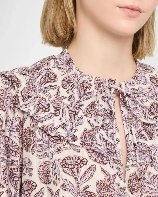 Ulla Johnson Elvie Printed Short-sleeve Blouse