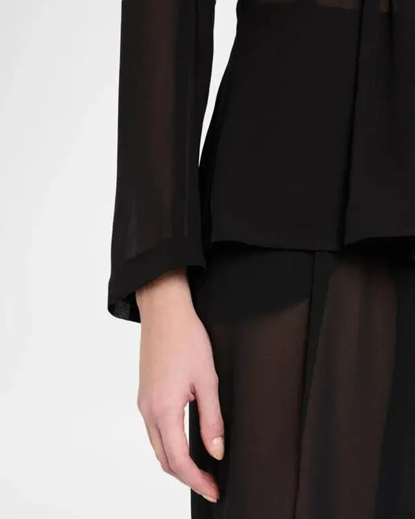 L & Apos;AGENCE Allanah Sheer Wide-leg Trousers - Black