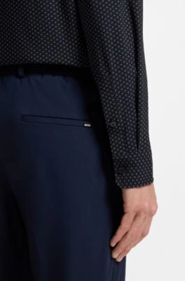 BOSS Printed Regular-fit Shirt In Performance-stretch Jersey - Dark Blue