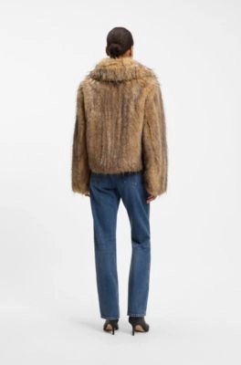 BOSS Relaxed-fit Coat In Eye-catching Faux Fur - Brown