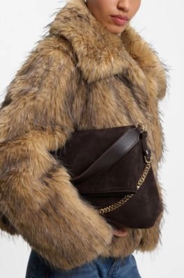 BOSS Relaxed-fit Coat In Eye-catching Faux Fur - Brown