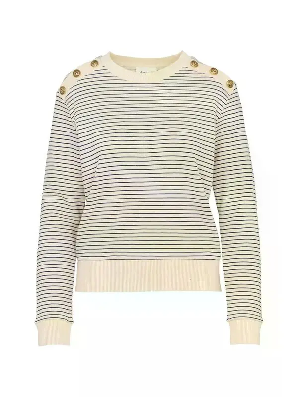 Maison123 Talia Horizontal-stripe Long Sleeve T-shirt - Neutrals