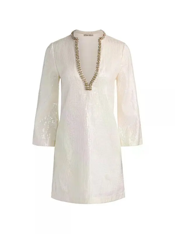 Alice + Olivia Eleonora Sequin-embellished Mini Dress - Neutrals