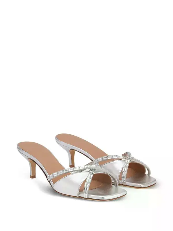 MALONE SOULIERS Penn Crystal-embellished Metallic Leather Sandals