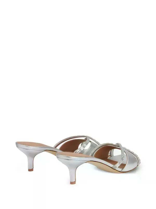 MALONE SOULIERS Penn Crystal-embellished Metallic Leather Sandals
