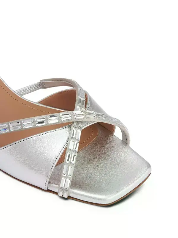 MALONE SOULIERS Penn Crystal-embellished Metallic Leather Sandals