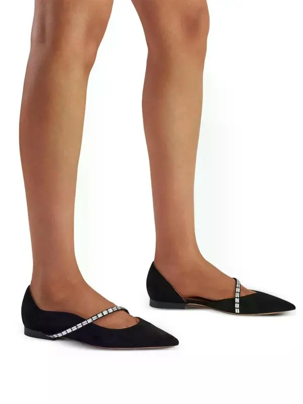 MALONE SOULIERS Bettina Crystal-embellished Suede Flat Pumps