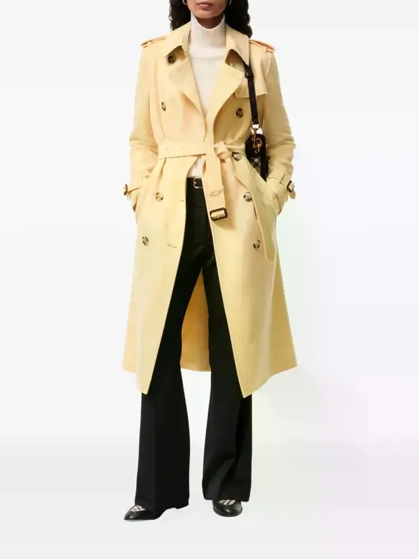 Burberry Long Cashmere Kensington Trench Coat - Yellow