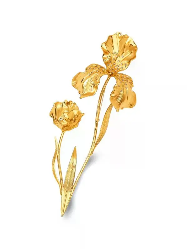 Oscar De La Renta Iris Bouquet Brooch - Gold