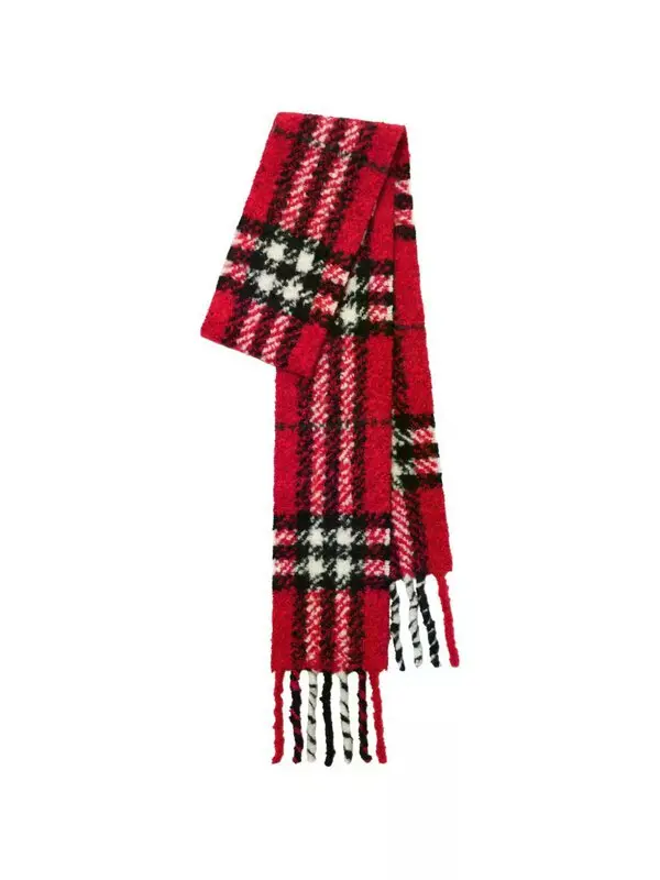 Burberry Narrow Check Alpaca Wool-blend Bouclé Scarf