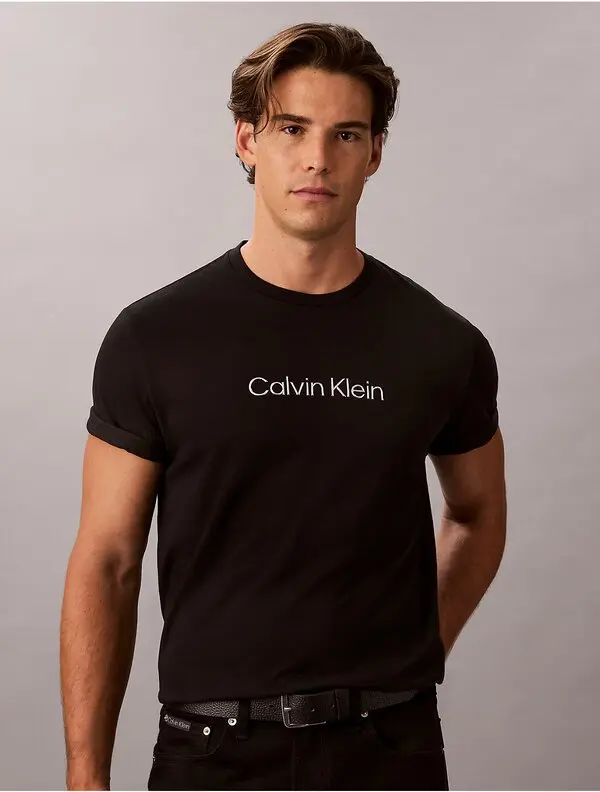 Calvin Klein Metallic Logo Graphic Tee - Black