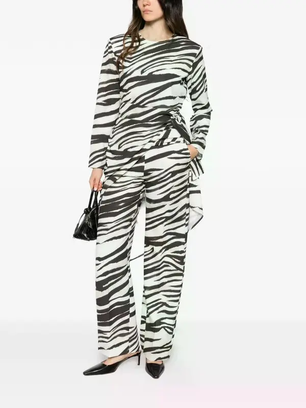 Patrizia Pepe Zebra-print Twill Trousers - White
