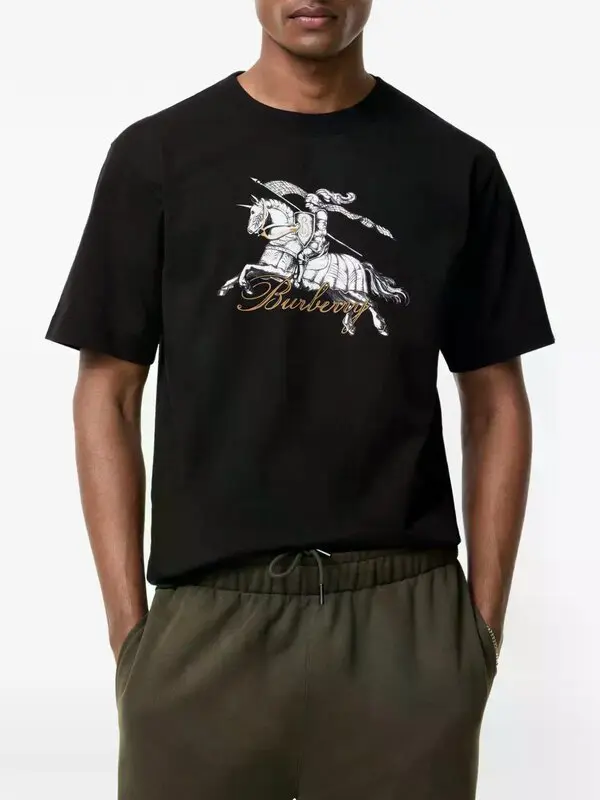 Burberry Etched Knight Cotton T-shirt - Black
