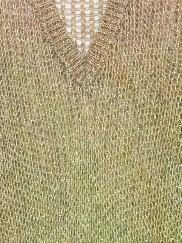 Patrizia Pepe Metallic Mesh-knit Sweater - Gold