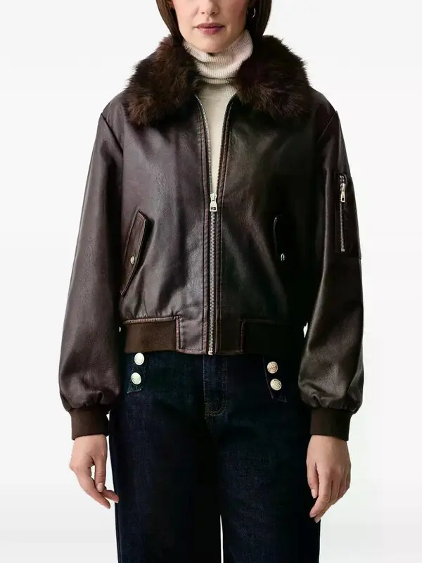 GAUDI Faux-fur Collar Bomber Jacket
