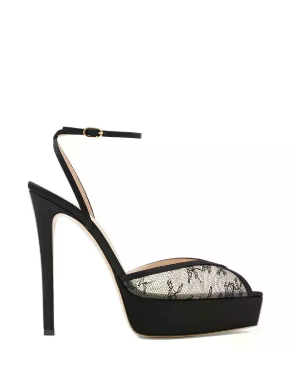 ANDREA WAZEN Katy Floral-lace Platform Sandals