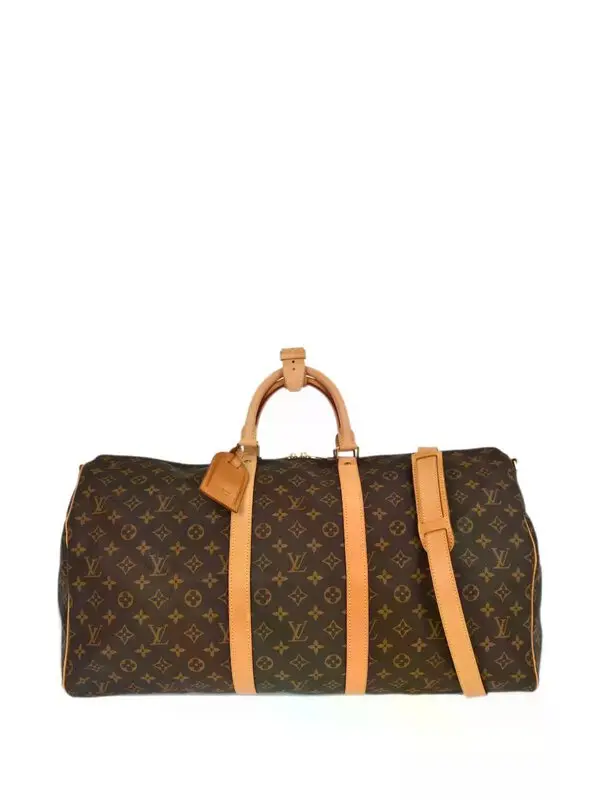 LOUIS VUITTON 55 Keepall Bandoulière Monogram Canvas Duffle Bag - Brown