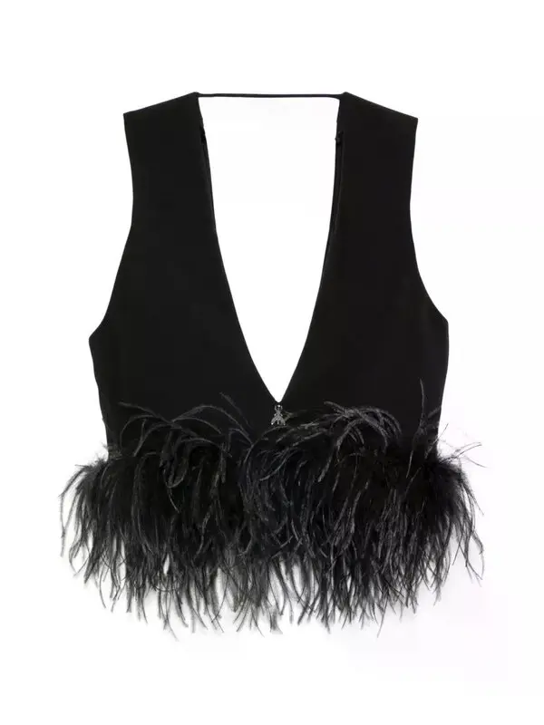 Patrizia Pepe Feather-trim V-neck Top