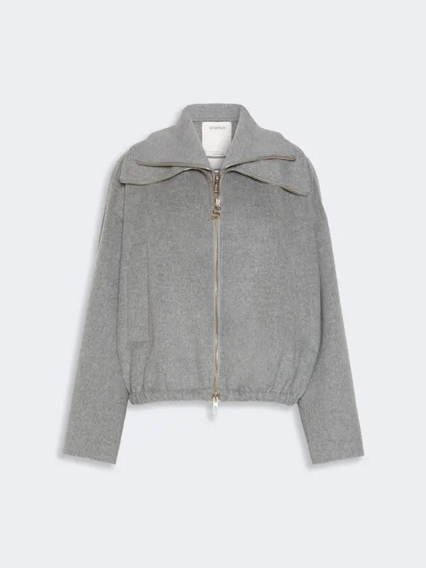 Max Mara Pure Wool Bomber Jacket With Removable Bib - Medium Grey