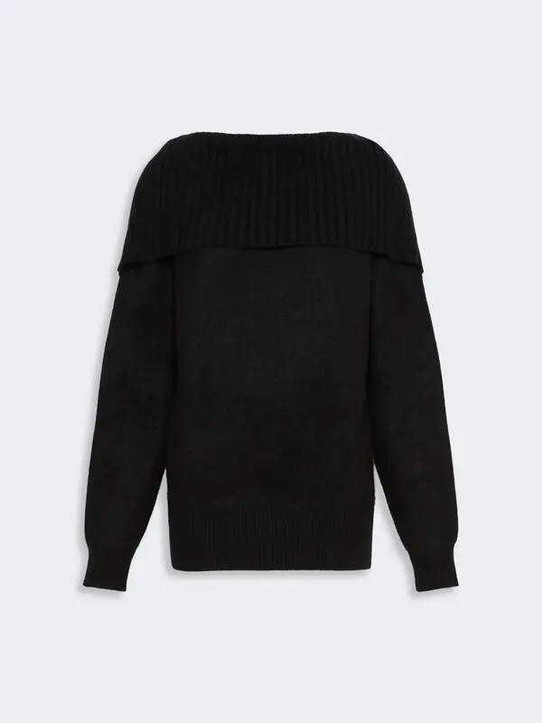 Max Mara Brushed Wool Sweater With A Low-cut Back - Black