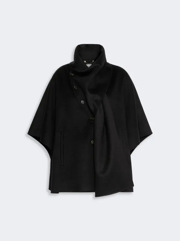 Max Mara Lightweight Cape In Double Pure Wool Drape - Black