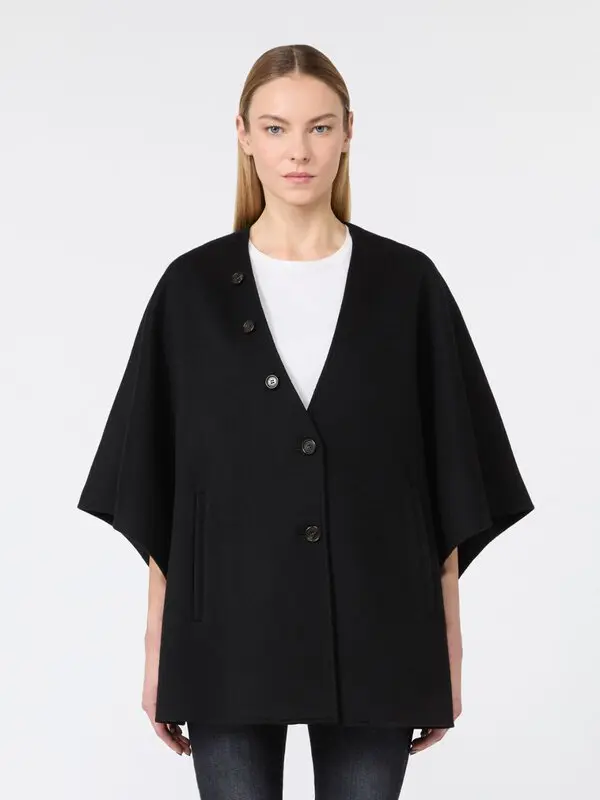 Max Mara Lightweight Cape In Double Pure Wool Drape