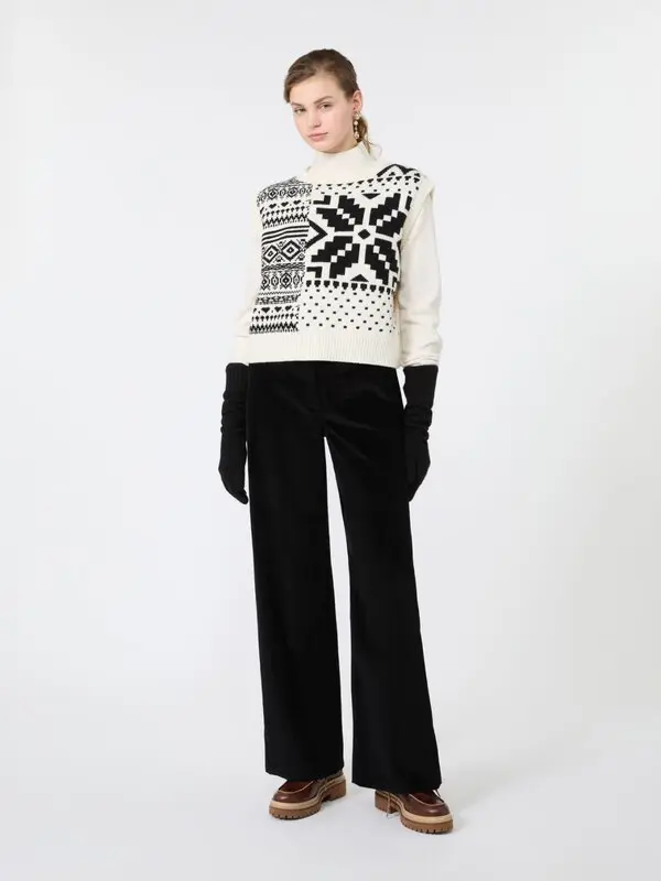 Max Mara Jacquard Wool Yarn Gilet