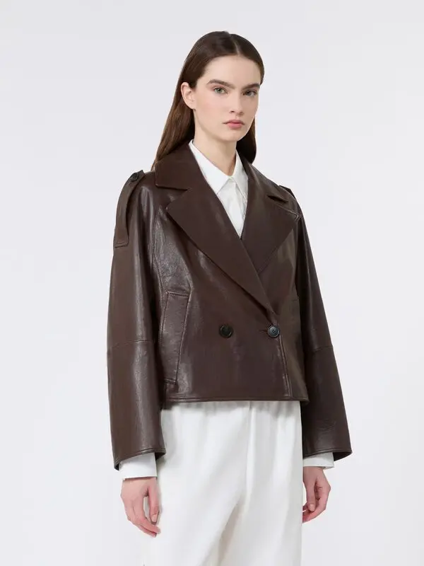 Max Mara Nappa Leather Pea Coat