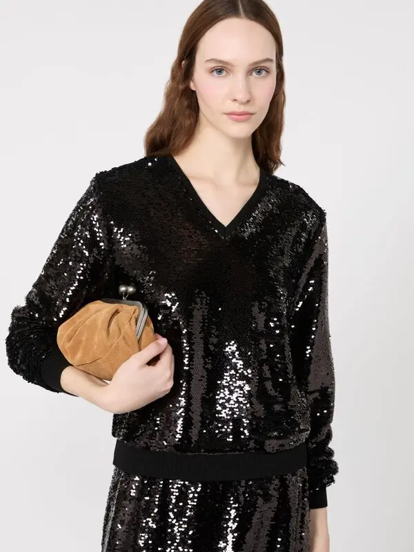 Max Mara Jersey And Sequin Blouse - Black