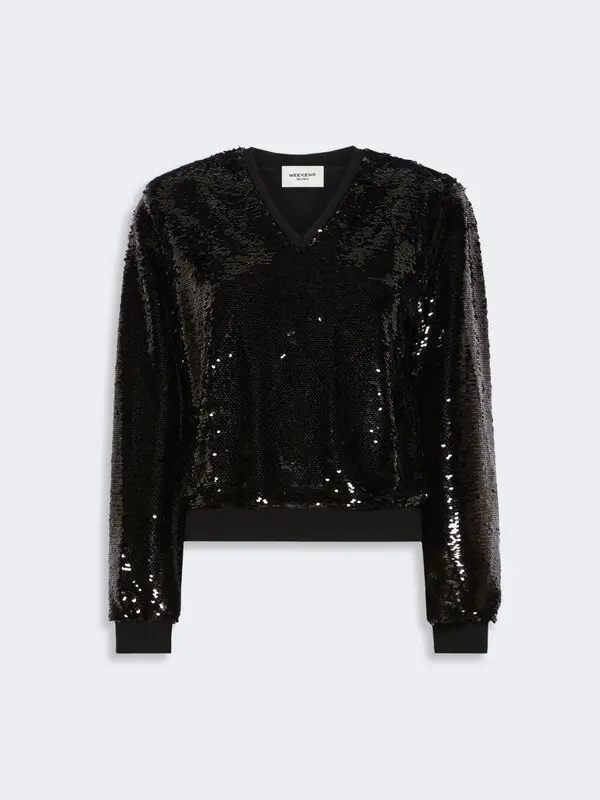 Max Mara Jersey And Sequin Blouse - Black