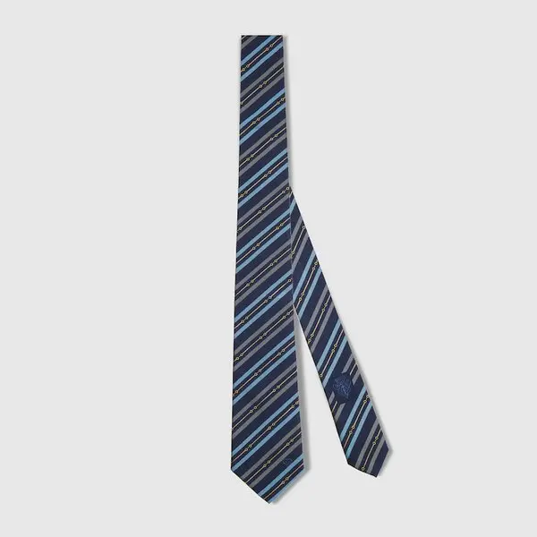 Gucci Horsebit Interlocking G Silk Tie