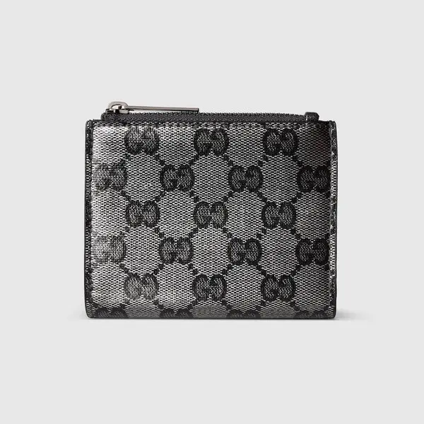 Gucci Small Wallet Original Gg Fabric - Silver