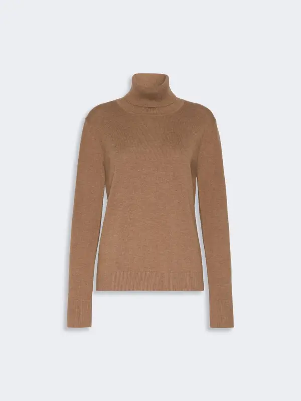 Max Mara Wool Polo-neck Sweater With Branded Patch Detail - Camel