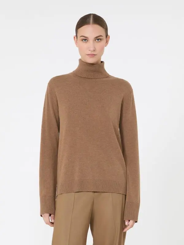 Max Mara Wool Polo-neck Sweater With Branded Patch Detail