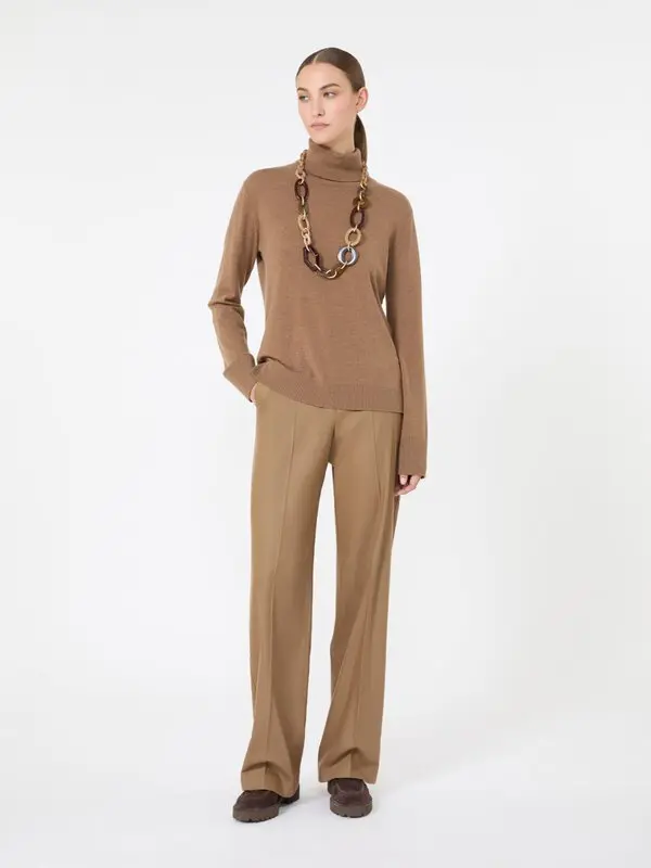 Max Mara Wool Polo-neck Sweater With Branded Patch Detail