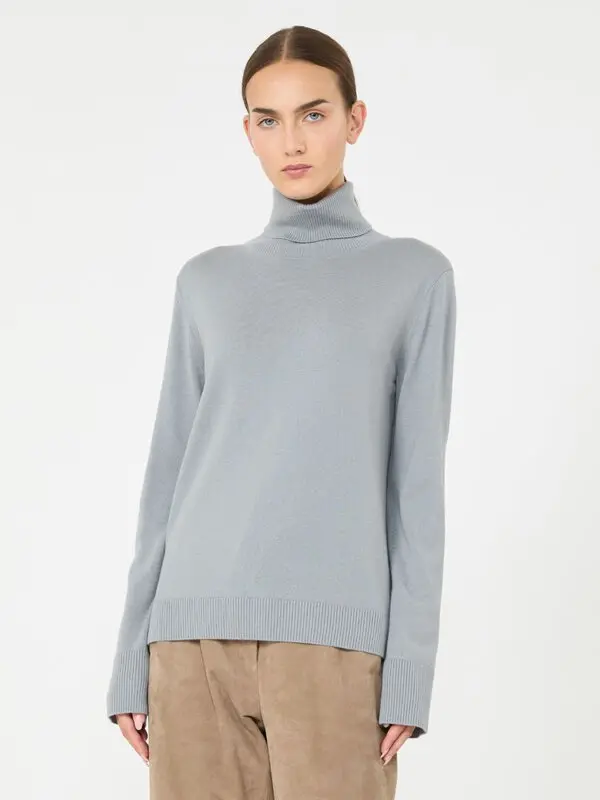 Max Mara Wool Polo-neck Sweater With Branded Patch Detail