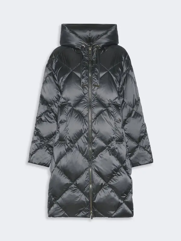 Max Mara Midi Puffer Jacket With Hood In Water-repellent Plain-weave Fabric