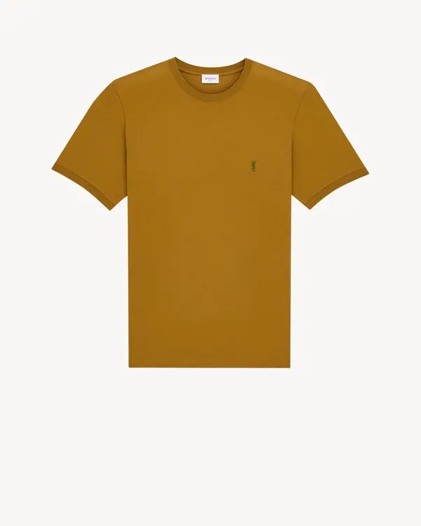 Saint Laurent Cassandre T-shirt In Cotton Piqu - Mordore/vert