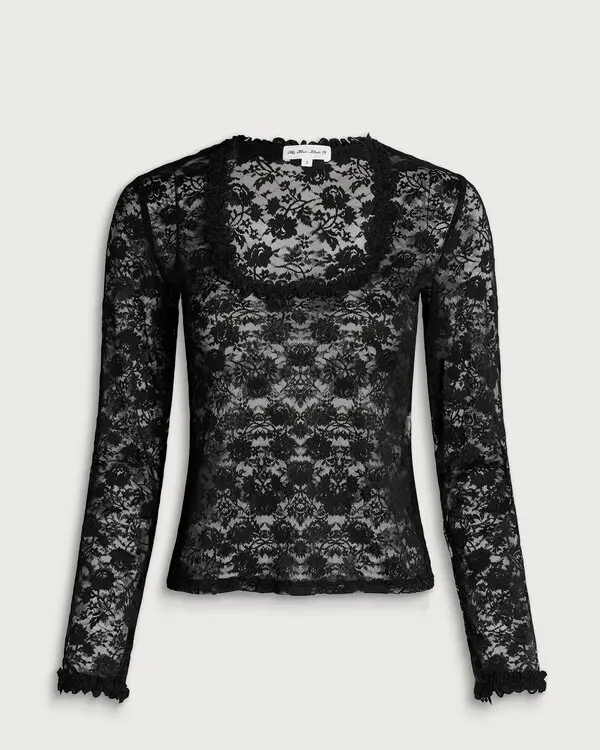 MY MUM MADE IT Lace Poem Top - Black