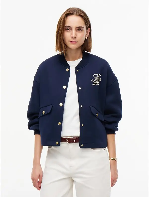 Tommy Hilfiger Gold-button Sweatshirt Bomber - Navy