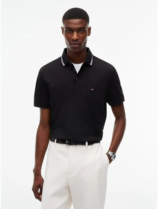 Tommy Hilfiger Regular Fit Smooth Cotton Polo - Black