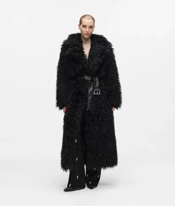 Karl Lagerfeld Long Faux-fur Coat - Black