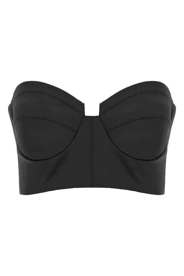 Elisabetta Franchi Bustier Top With Topstitched Cups - Black