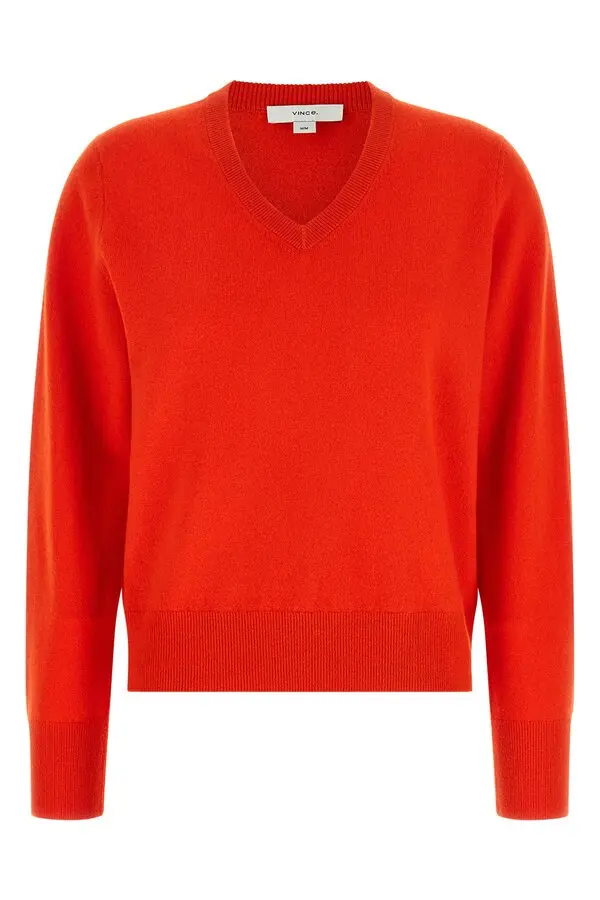Vince Crimson Cashmere V-neck Sweater - Red