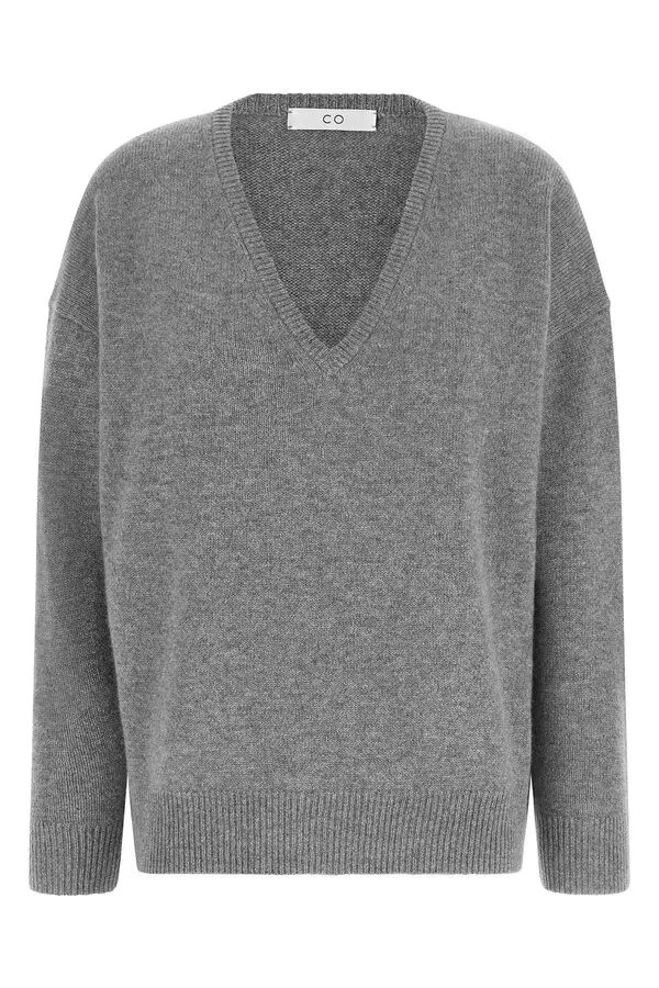 Co Grey Cashmere V-neck Sweater