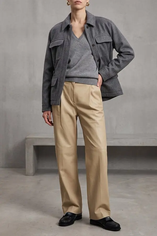 Co Grey Cashmere V-neck Sweater