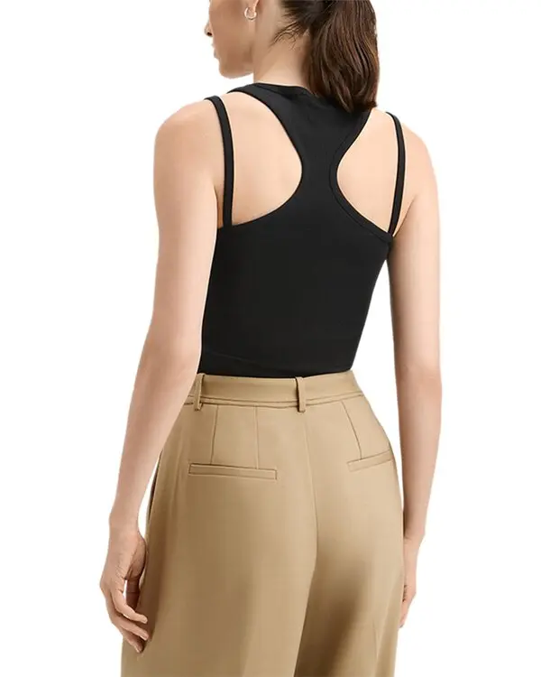 Derek Lam 10 Crosby Pima Cotton Ribbed Scoop Neck Tank